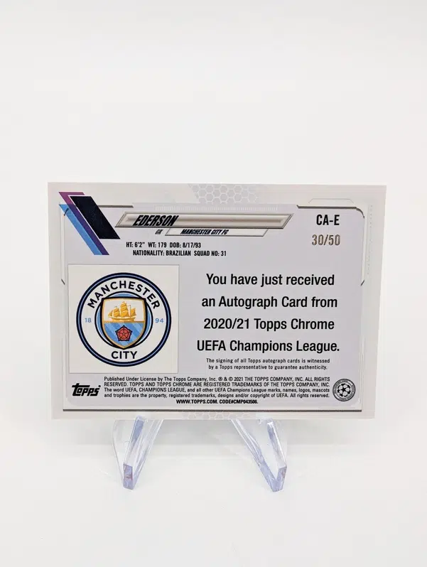 Voggt - buy EDERSON Auto card Topps Chrome 20/21 Champions League 30/50